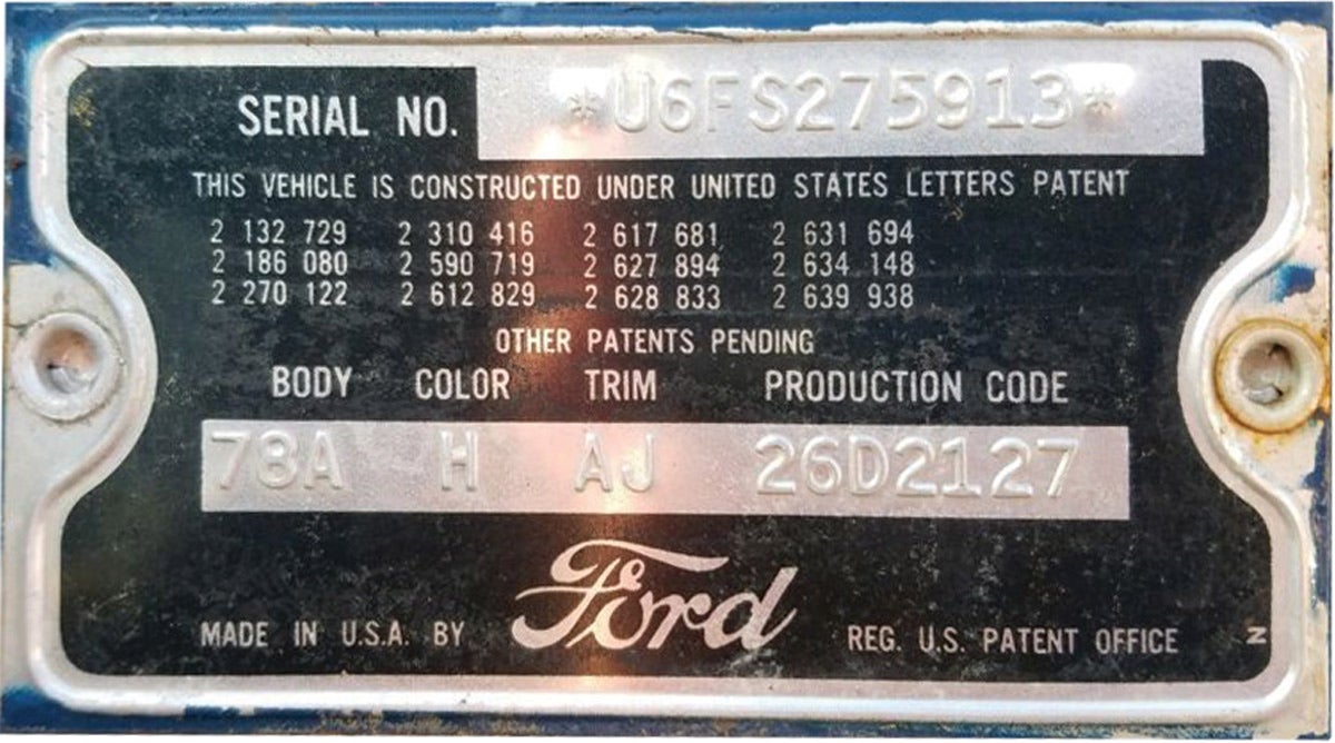 It's all in the numbers: Ford's serial numbers 1950-1980 - Old Cars Weekly