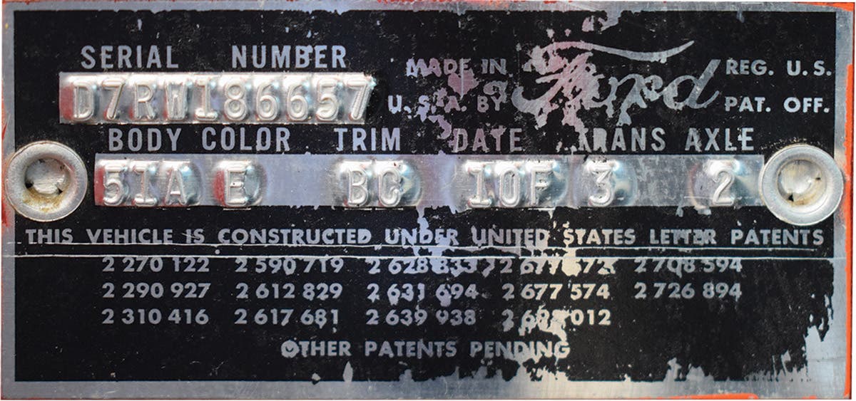 It's all in the numbers: Ford's serial numbers 1950-1980 - Old Cars Weekly